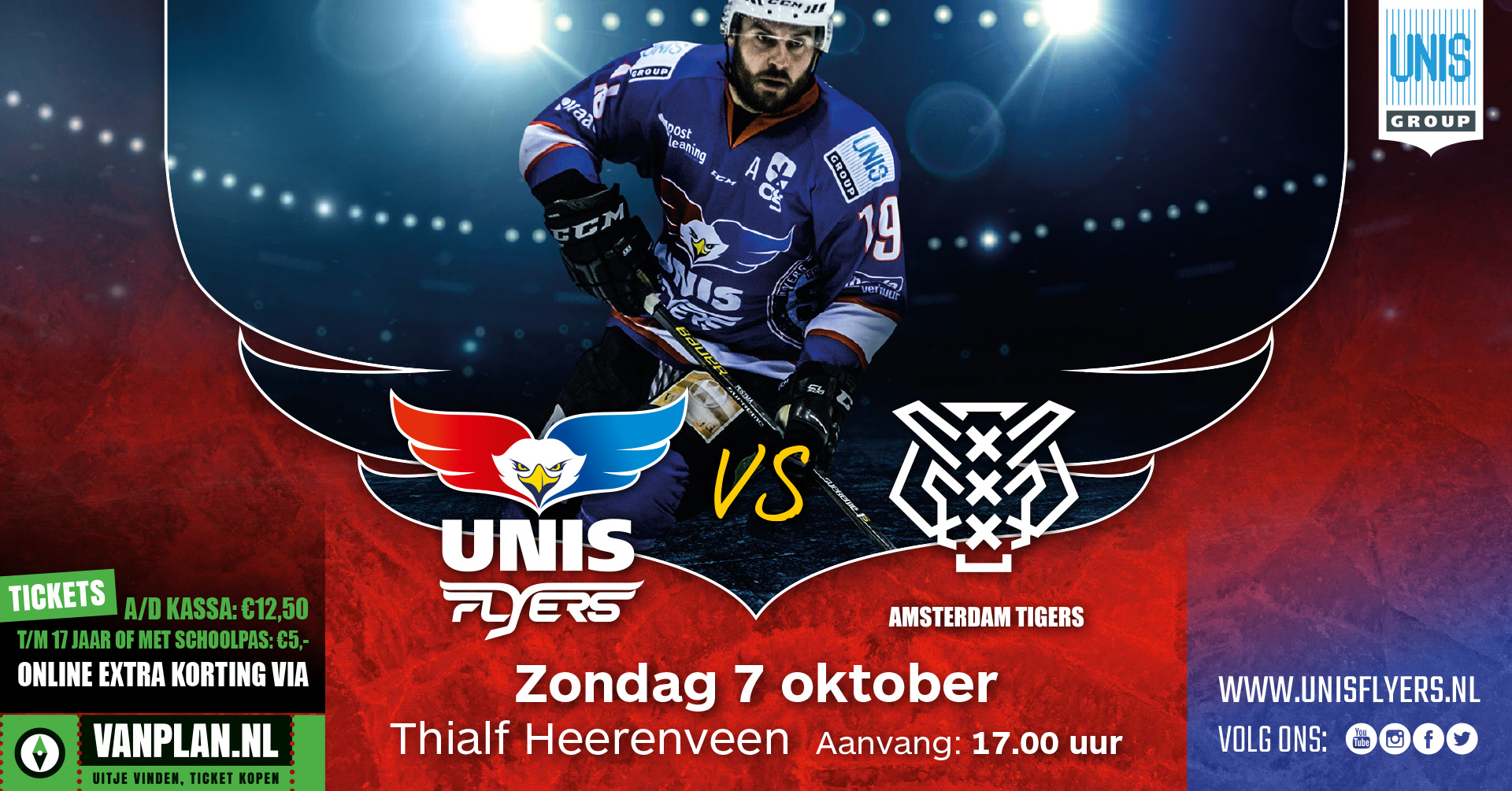 Uitzending op Flyers Live TV begint om 16:45 uur - UNIS Flyers